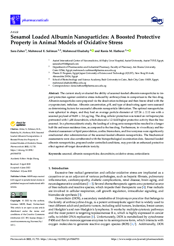(PDF) Sesamol Loaded Albumin Nanoparticles: A Boosted Protective ...