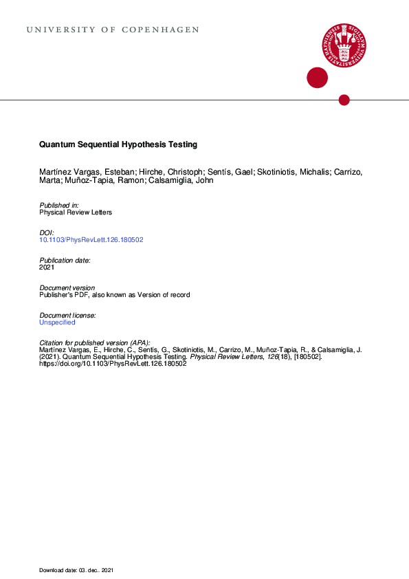 (PDF) Quantum Sequential Hypothesis Testing