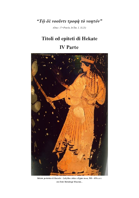 (PDF) Titoli ed epiteti di Hekate - IV parte