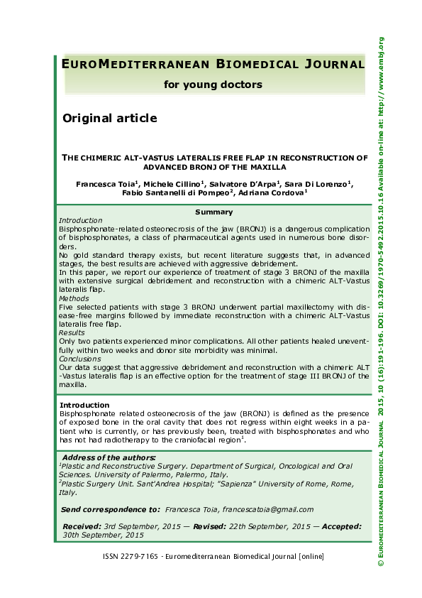 (PDF) The Chimeric Alt-Vastus Lateralis Free Flap in Reconstruction of ...