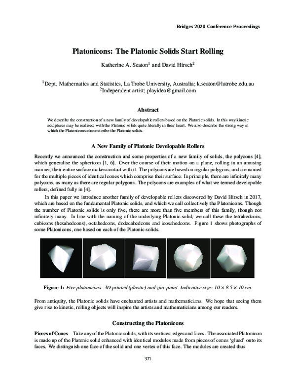 (PDF) Platonicons: the Platonic solids start rolling
