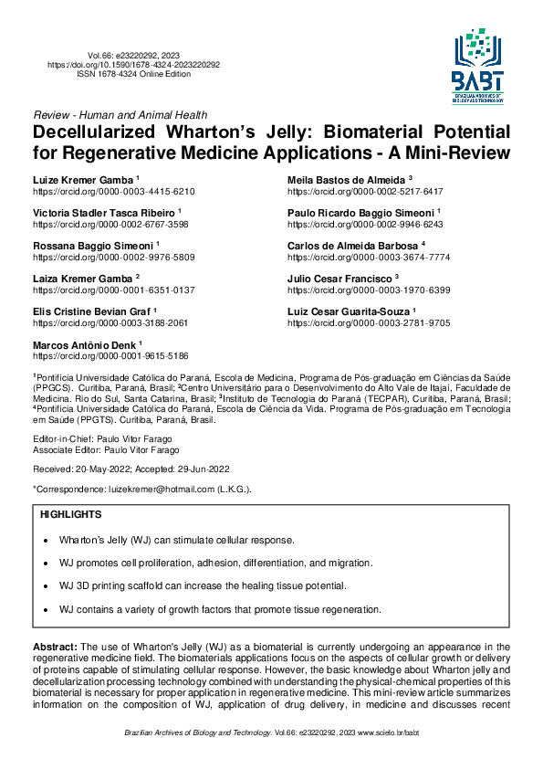 (PDF) Decellularized Wharton’s Jelly: Biomaterial Potential for Regenerative Medicine ...