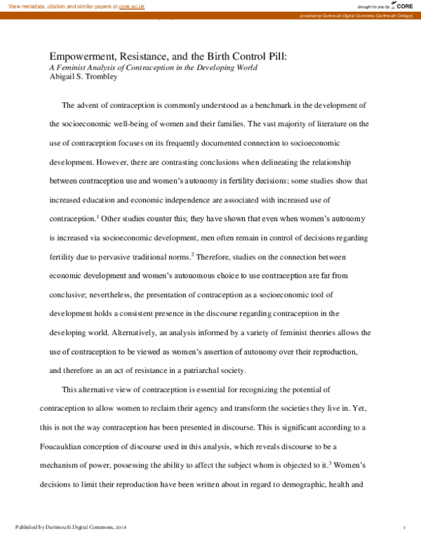 (PDF) Empowerment, Resistance and the Birth Control Pill: A Feminist ...