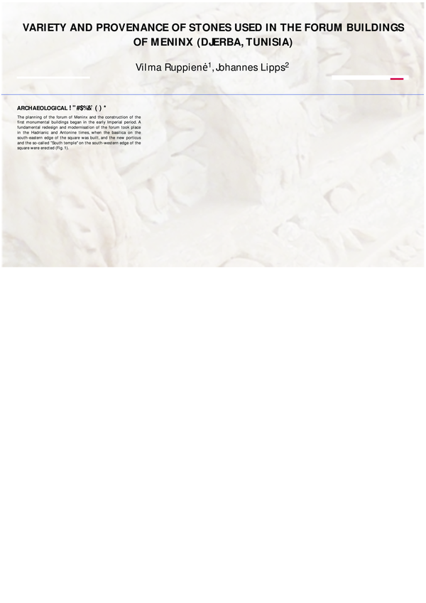 (PDF) VARIETY AND PROVENANCE OF STONES USED IN THE FORUM BUILDINGS OF ...