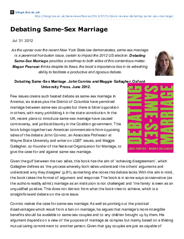 (PDF) Debating Same-Sex Marriage
