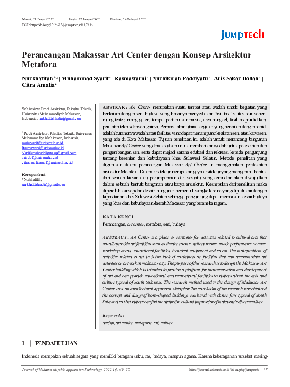 (PDF) Perancangan Makassar Art Center dengan Konsep Arsitektur Metafora