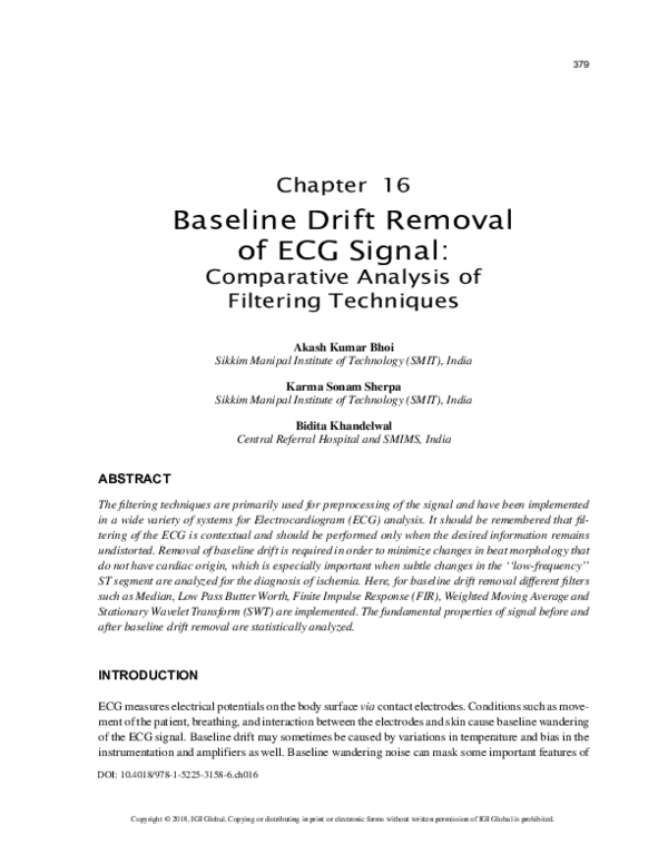 (PDF) Baseline Drift Removal of ECG Signal