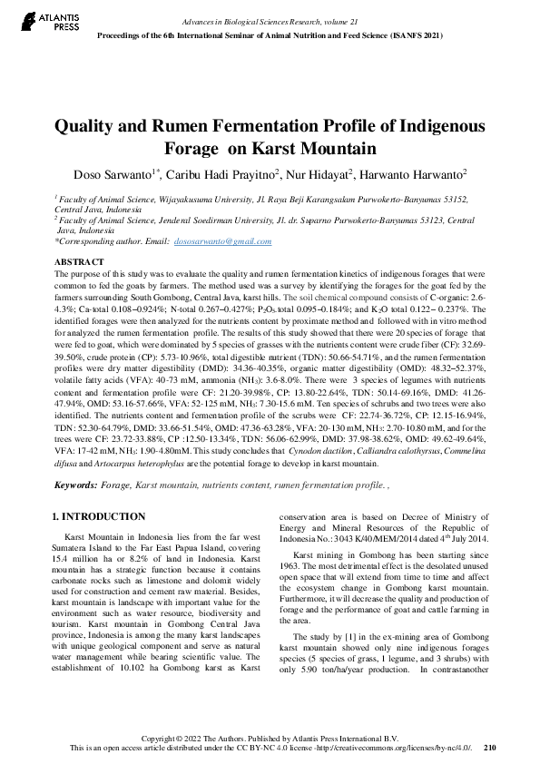(PDF) Quality and Rumen Fermentation Profile of Indigenous Forage on ...