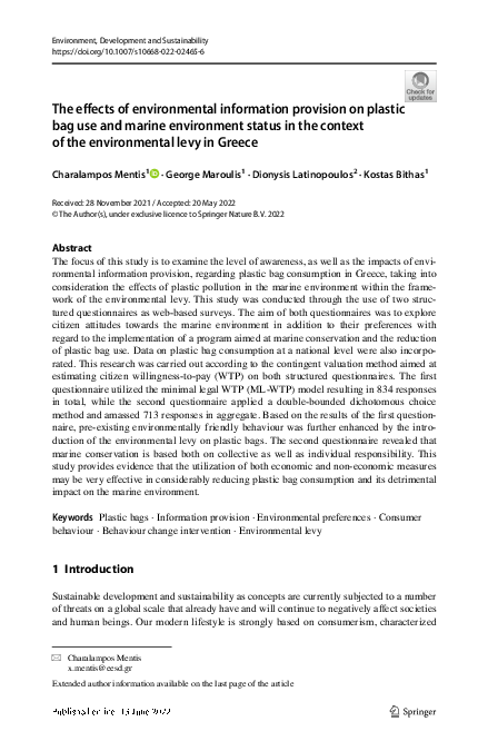 (PDF) The effects of environmental information provision on plastic bag ...