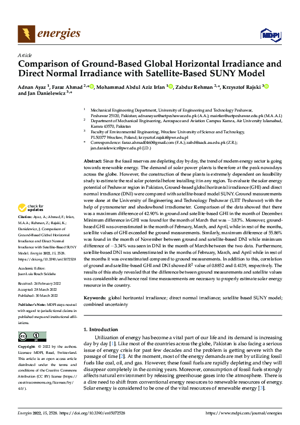 (PDF) Comparison of Ground-Based Global Horizontal Irradiance and Direct Normal Irradiance with ...