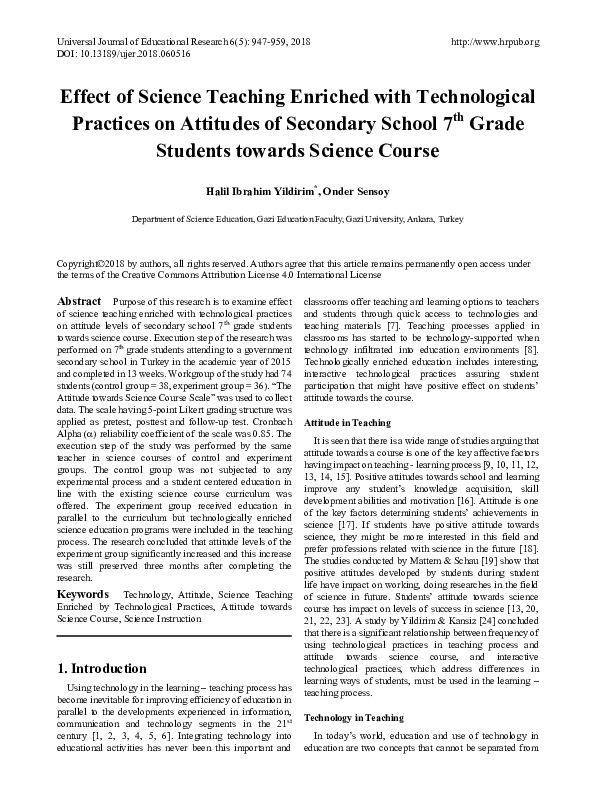 (PDF) Effect of Science Teaching Enriched with Technological Practices ...