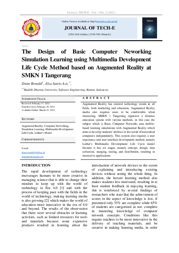 (PDF) The Design of Basic Computer Neworking Simulation Learning using Multimedia Development ...
