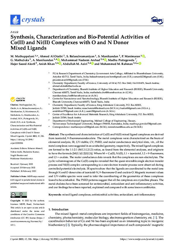 (PDF) Synthesis, Characterization and Bio-Potential Activities of Co(II) and Ni(II) Complexes ...