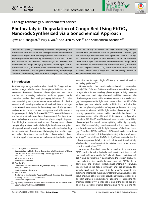 (PDF) Photocatalytic degradation of Congo red using Carissa edulis ...