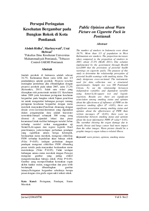 (PDF) Persepsi Peringatan Kesehatan Bergambar pada Bungkus Rokok di ...