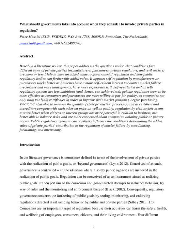 (PDF) What Should Governments Take Into Account When They Consider To ...