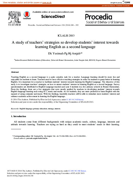 (PDF) A Study of Teachers’ Strategies so Develop Students’ Interest ...