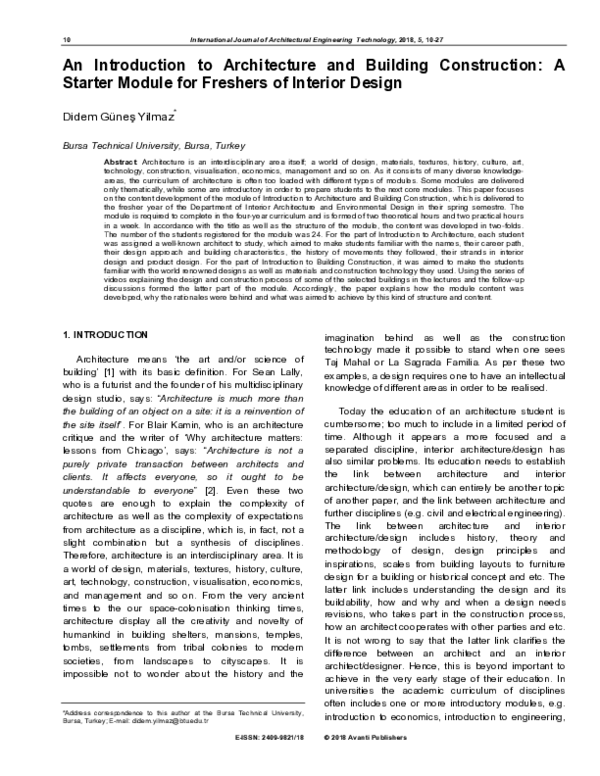 (PDF) An Introduction to Architecture and Building Construction: A ...