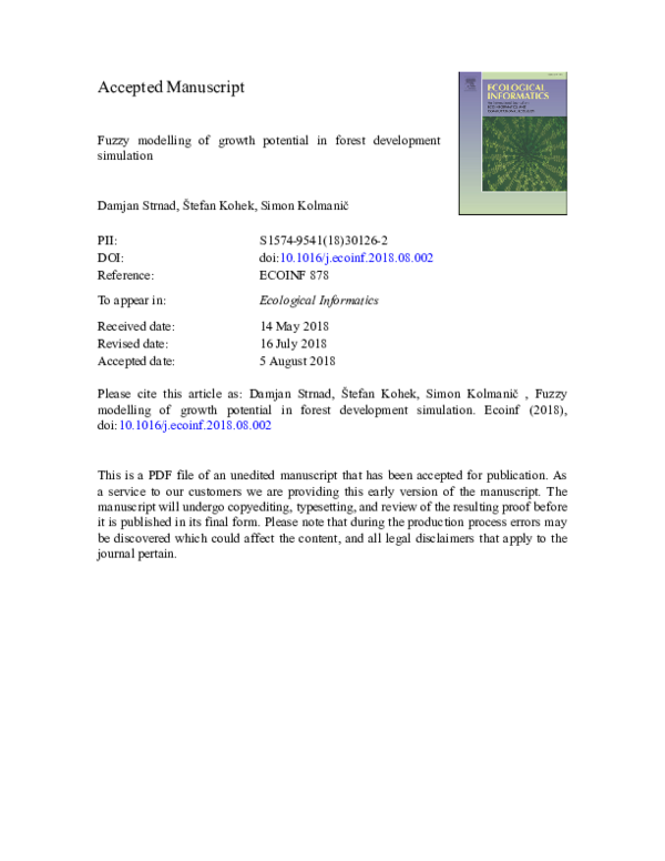 (PDF) Fuzzy modelling of growth potential in forest development simulation