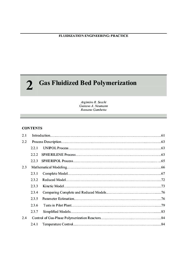 Pdf Dynamic Modeling In Gas Fluidized Bed Polymerization