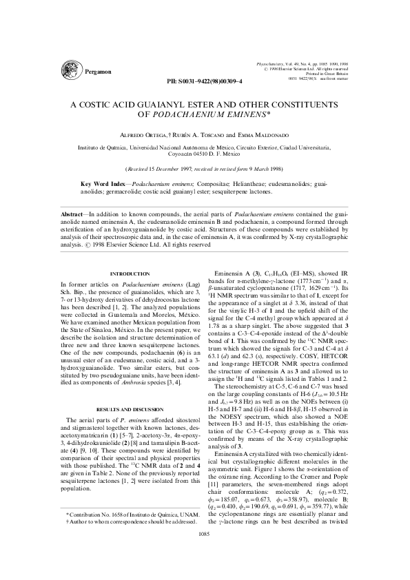 (PDF) A costic acid guaianyl ester and other constituents of ...