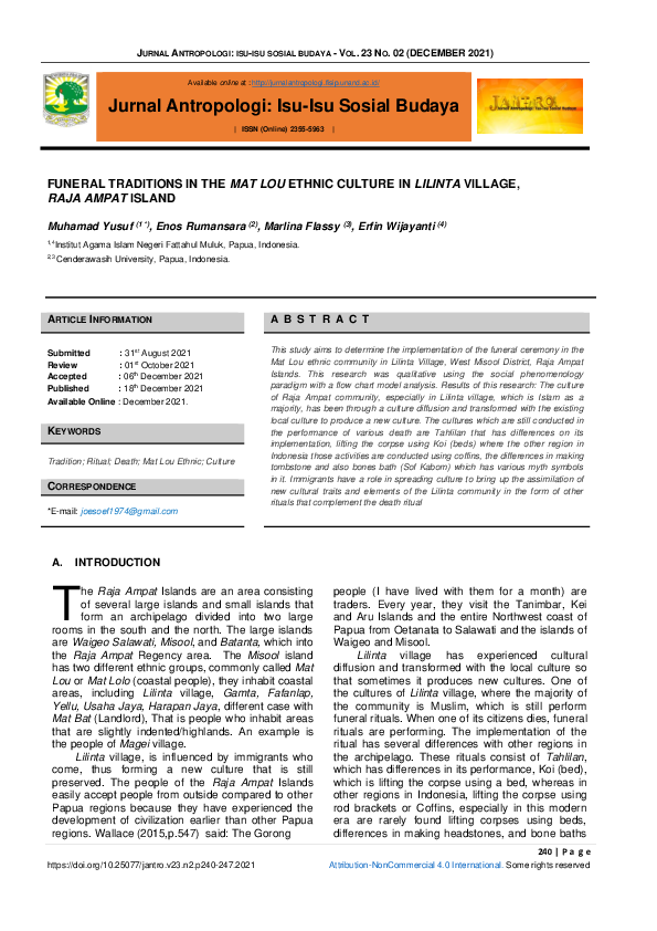 (PDF) Funeral Traditions in The Mat Lou Ethnic Culture in Lilinta ...