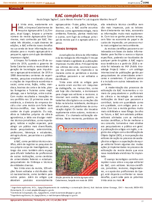 (PDF) RAC completa 30 anos