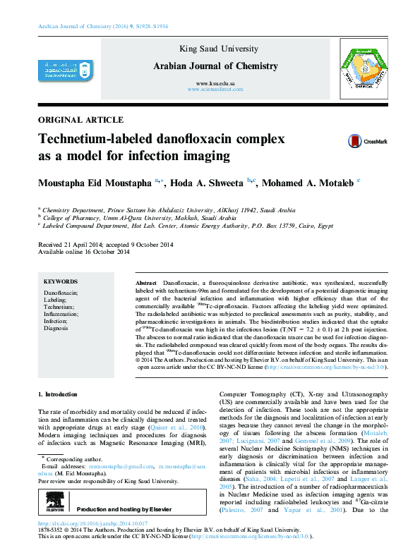 (PDF) Technetium-labeled danofloxacin complex as a model for infection ...