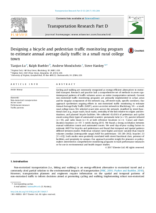 (PDF) Designing a bicycle and pedestrian traffic monitoring program to ...