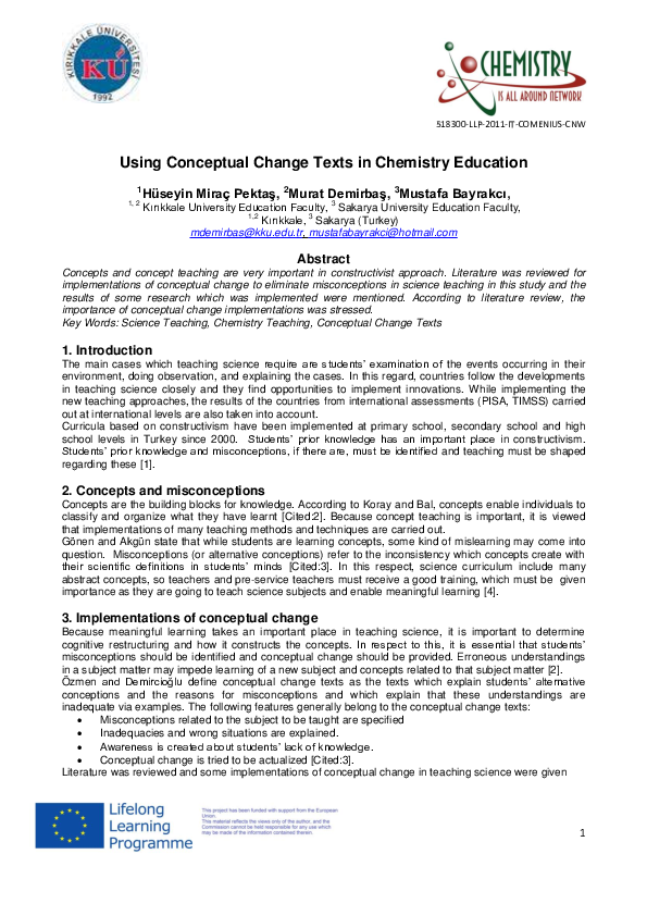 (PDF) Using Conceptual Change Texts in Chemistry Education