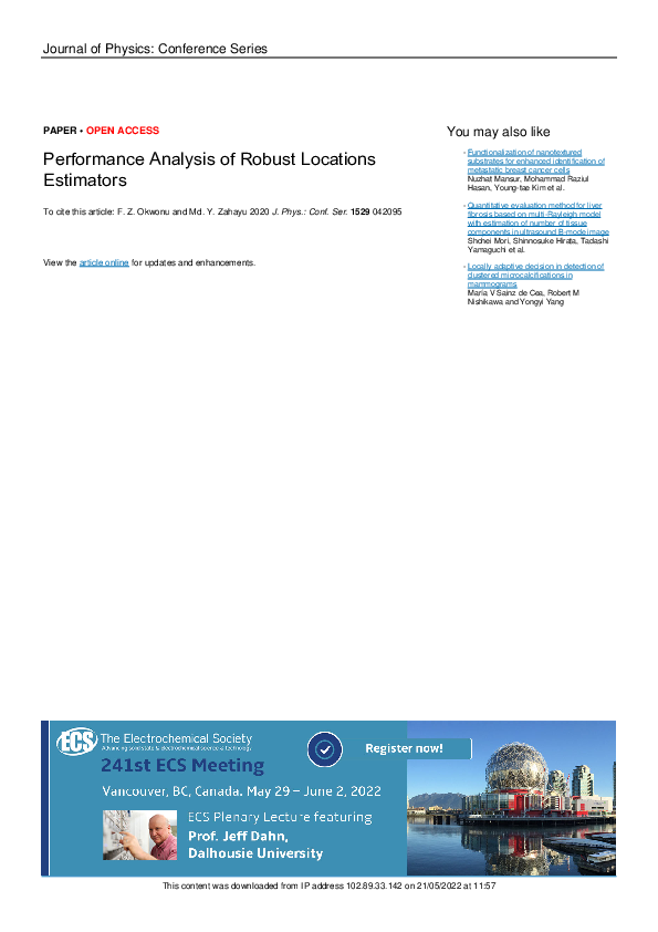 (PDF) Performance Analysis of Robust Locations Estimators