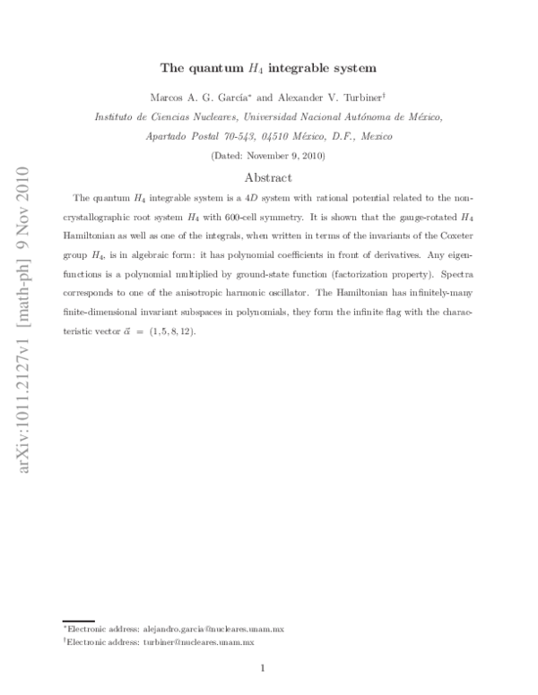 (PDF) The Quantum H 3 Integrable System