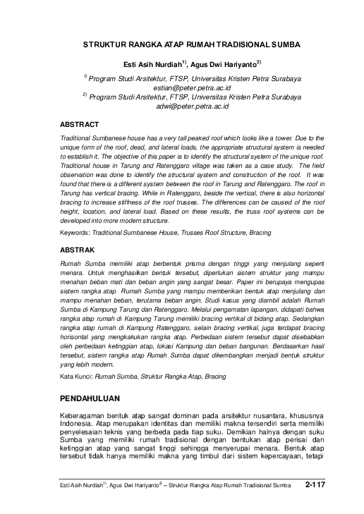 (PDF) Struktur Rangka Atap Rumah Tradisional Sumba