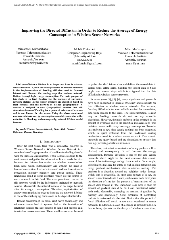 (PDF) Improving the Directed Diffusion in Order to Reduce the Average of Energy Consumption in ...