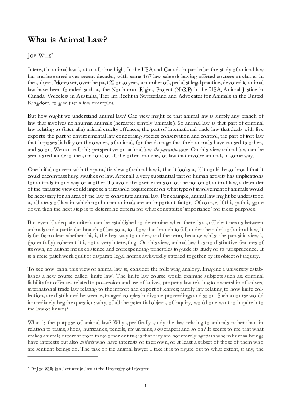 (PDF) What is Animal Law?