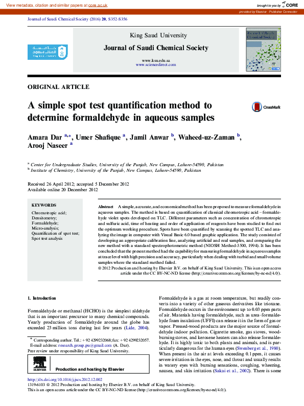 (PDF) A simple spot test quantification method to determine ...