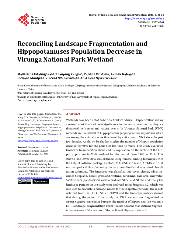 (PDF) Reconciling Landscape Fragmentation and Hippopotamuses Population ...