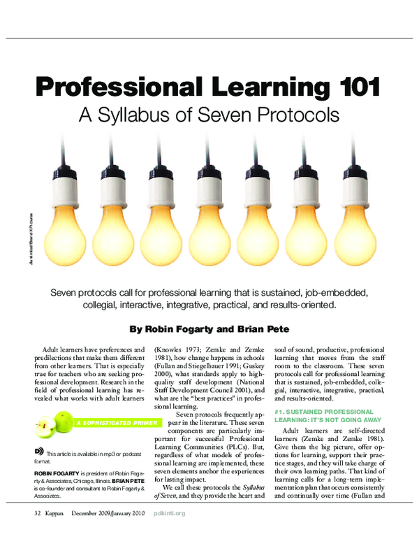 (PDF) Professional Learning 101: A Syllabus of Seven Protocols