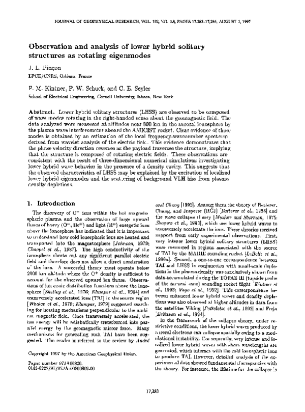 (PDF) Observation and analysis of lower hybrid solitary structures as rotating eigenmodes