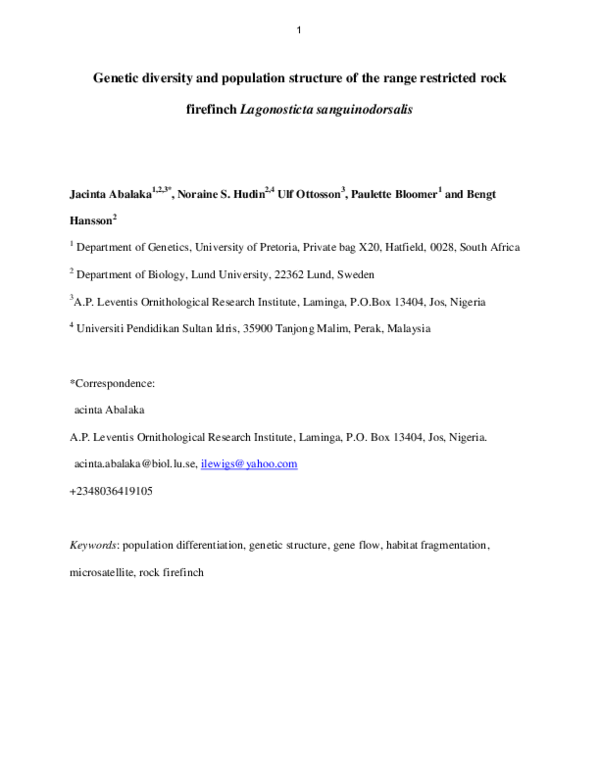 (PDF) Genetic diversity and population structure of the range ...