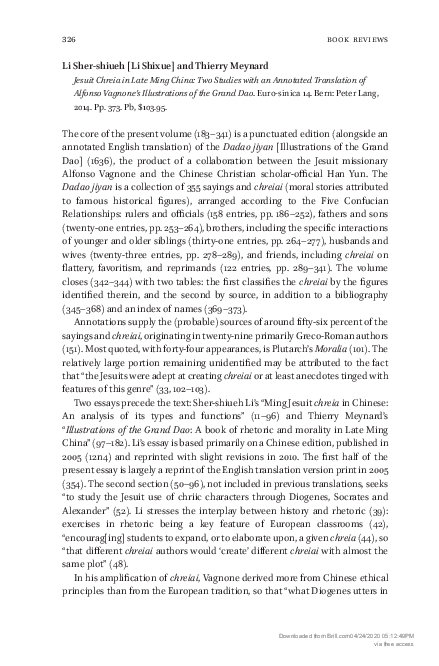 (PDF) Jesuit Chreia in Late Ming China: Two Studies with an Annotated ...