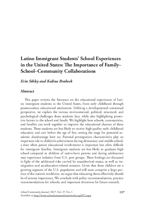 (PDF) Latino immigrant students’ school experiences in the United ...