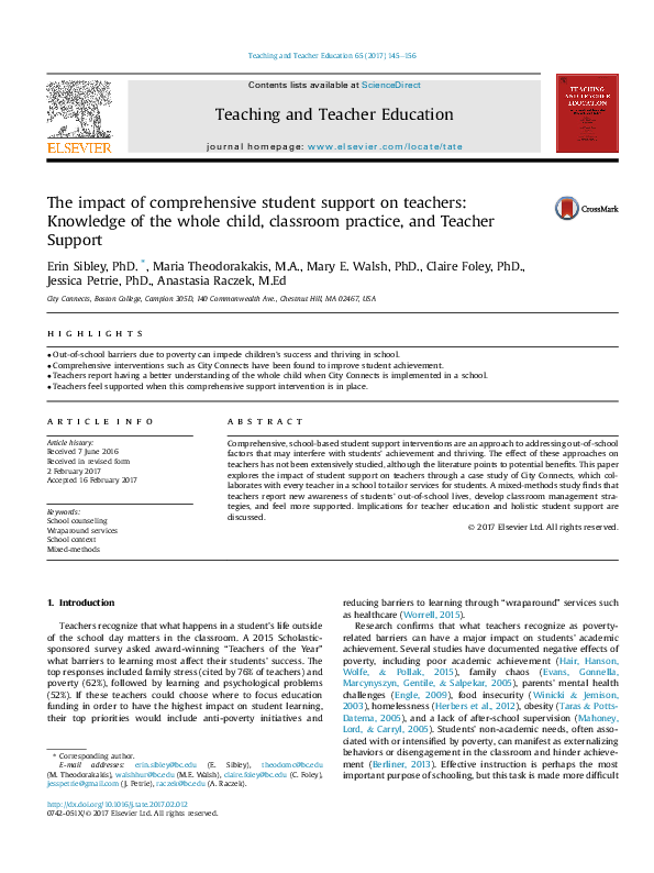 (PDF) The impact of comprehensive student support on teachers ...