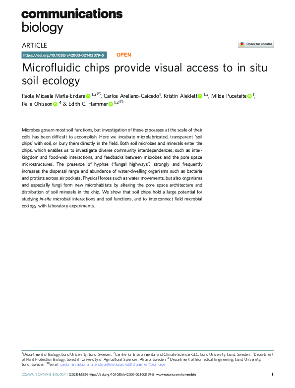 (PDF) Microfluidic chips provide visual access to in situ soil ecology