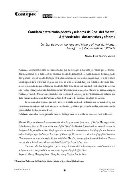 (PDF) Conflicto entre trabajadores y mineros de Real del Monte ...