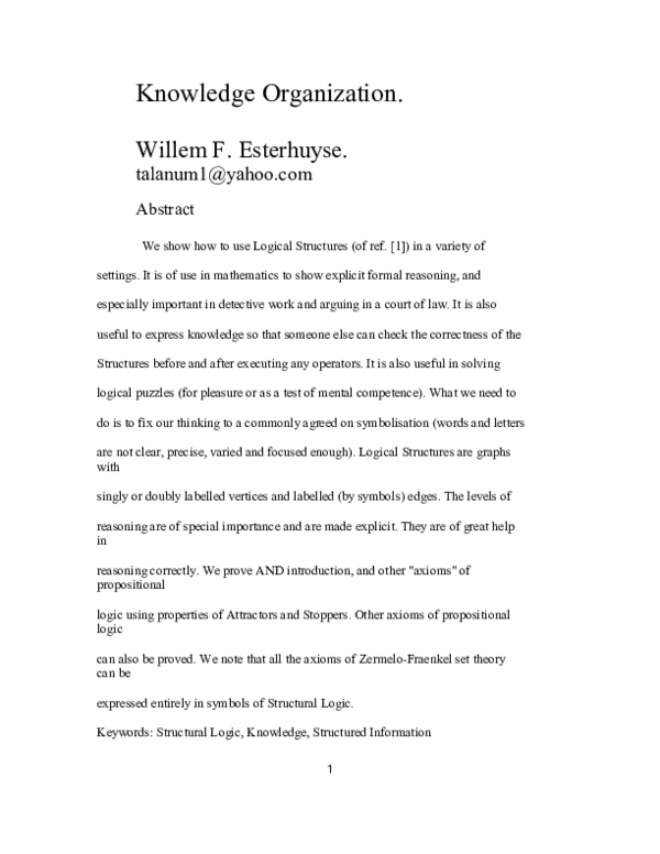 (PDF) Knowledge Organization