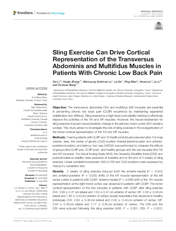 (PDF) Sling Exercise Can Drive Cortical Representation of the ...