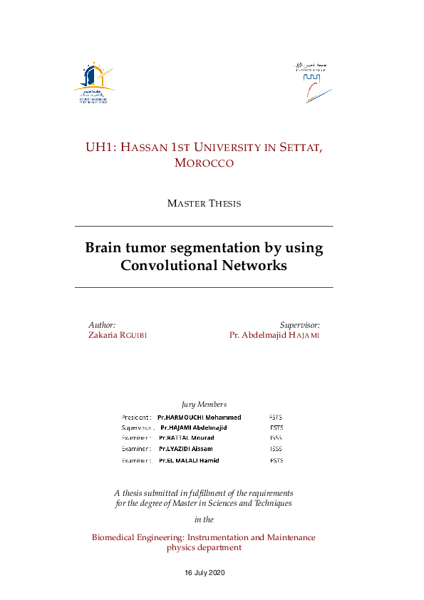(PDF) Brain tumor segmentation by using Convolutional Networks (PDF) Brain tumor segmentation by using Convolutional Networks