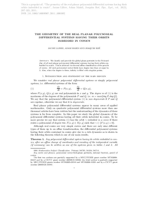 (PDF) The geometry of the real planar polynomial differential systems ...