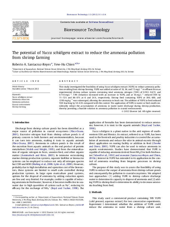 (PDF) The potential of Yucca schidigera extract to reduce the ammonia ...